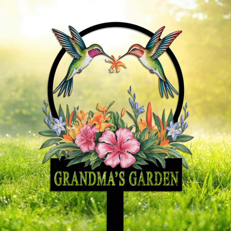Personalized Hummingbird Metal Garden Decor,hummingbird Garden Sign ...