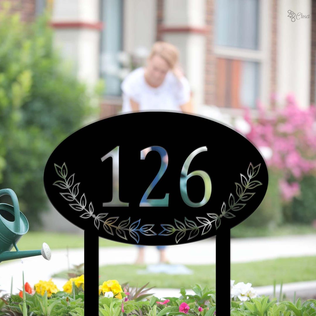 Custom House Number Sign, Metal Address Garden, Metal House Number ...