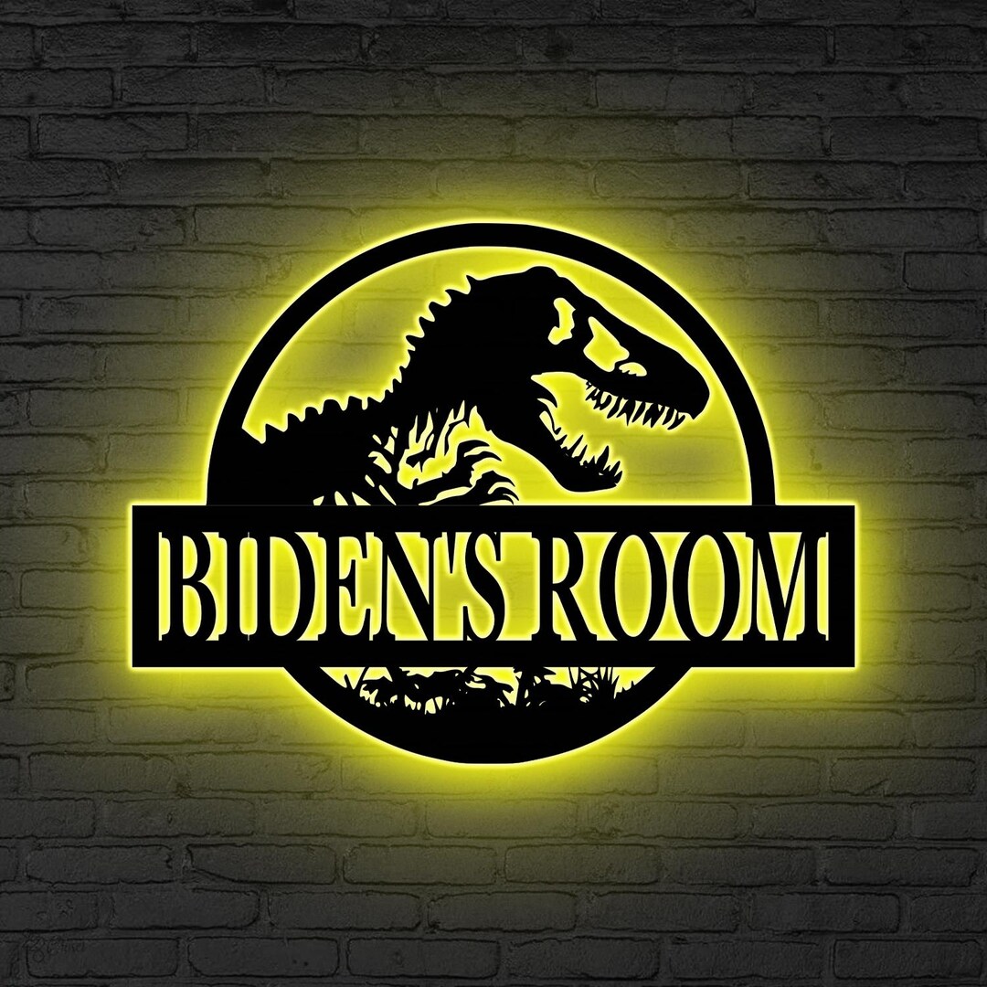 Personalized Dinosaur Wall Decor LED, Custom Dinosaur Art, Jurassic ...