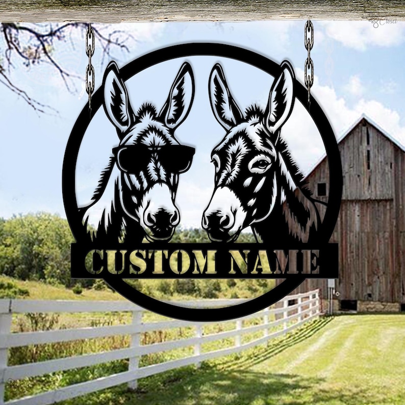 Funny Donkey Farm Sign, Custom Metal Barn Sign, Farmhouse Decor ...