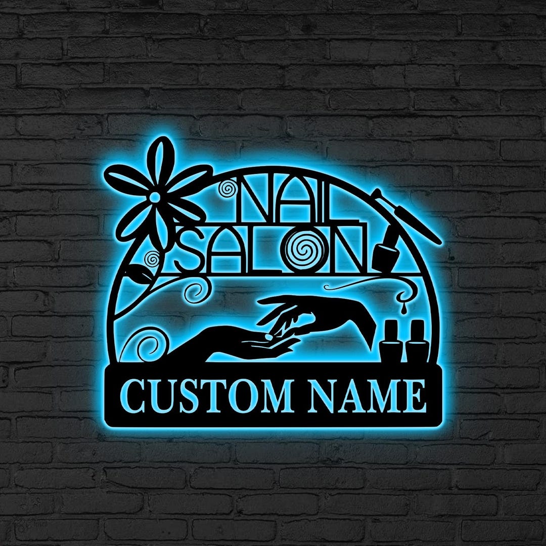Custom Nail Salon Sign LED Light, Personalized Beauty Studio Wall, Nail ...
