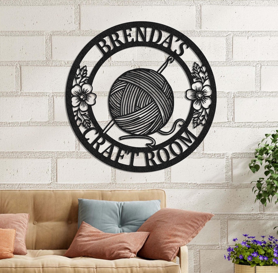 Personalized Knitting Room Sign Custom Metal Craft Room Decor Knitting ...