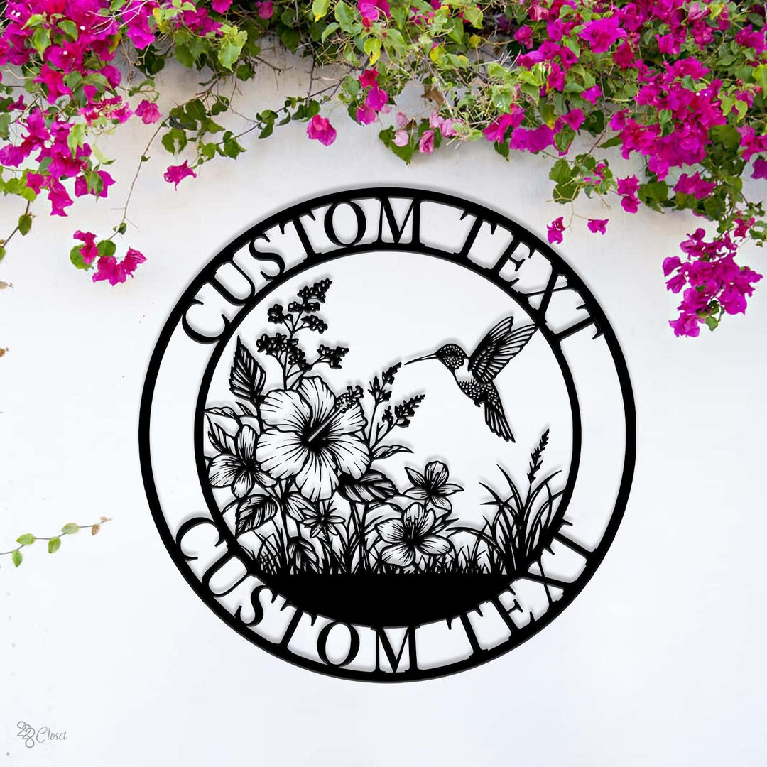 Custom Hummingbird Metal Sign Personalized Garden Wall Decor ...