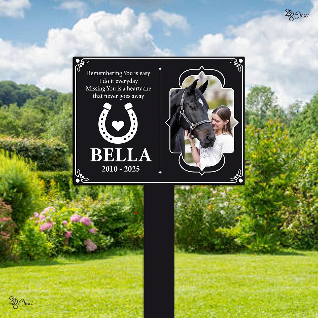 Custom Horse Memorial Sign,horse Grave Marker With Photo,pet Memorial ...