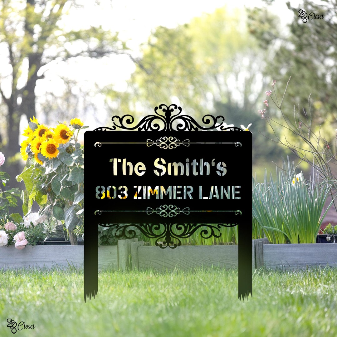 Custom House Address Number Sign, Personalized House Number Sign Garden ...