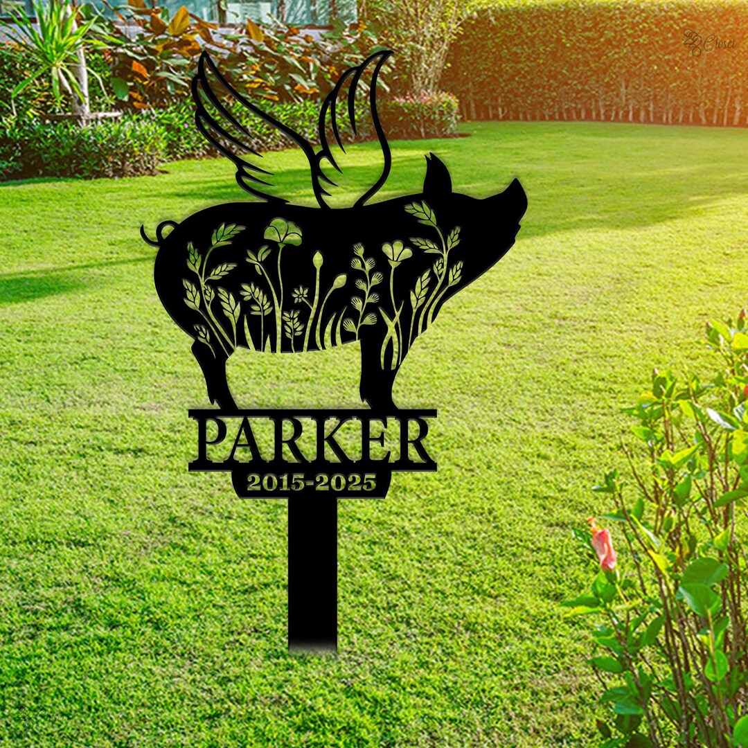 Personalized Pig Memorial Stake, Custom Pig Farm Sign, Pig Metal Sign ...