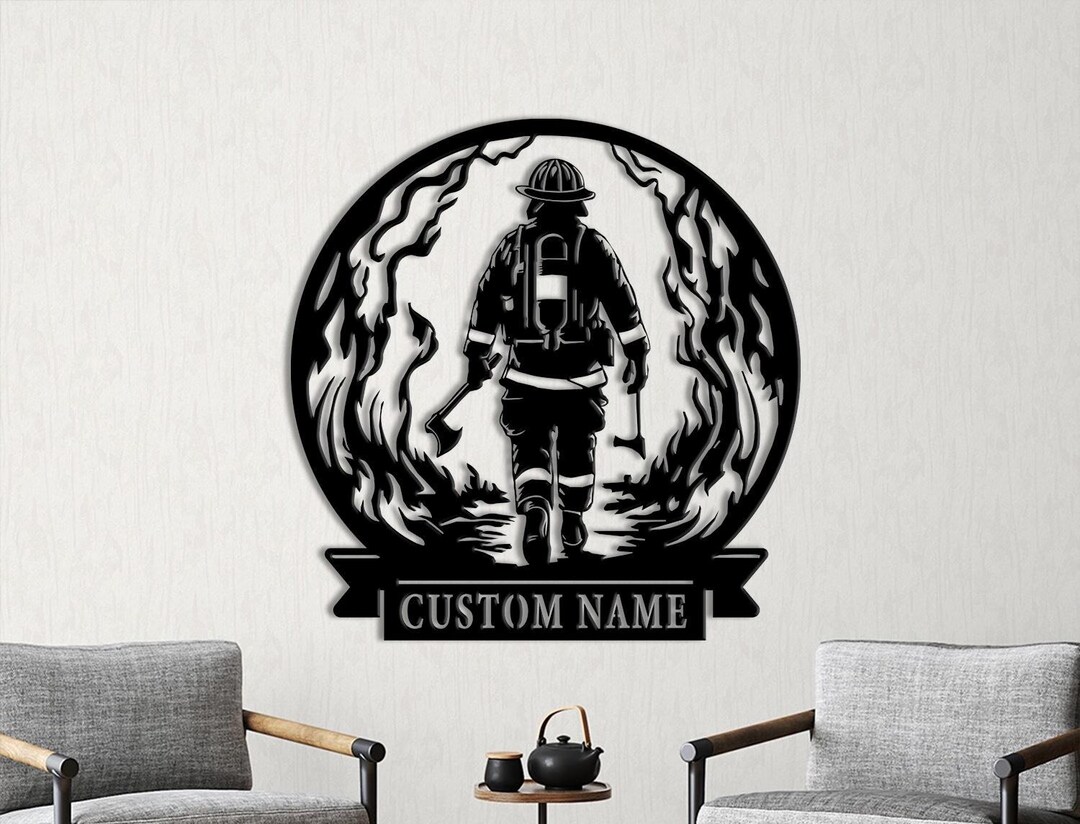 Personalized Fireman Name Metal Sign,custom Firefighter Sign, Fire ...