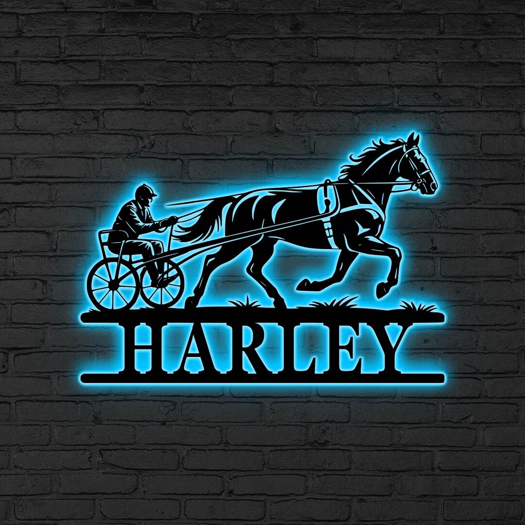 Custom Horse Racing LED Sign, Personalized Harness Racing Wall, Art for ...