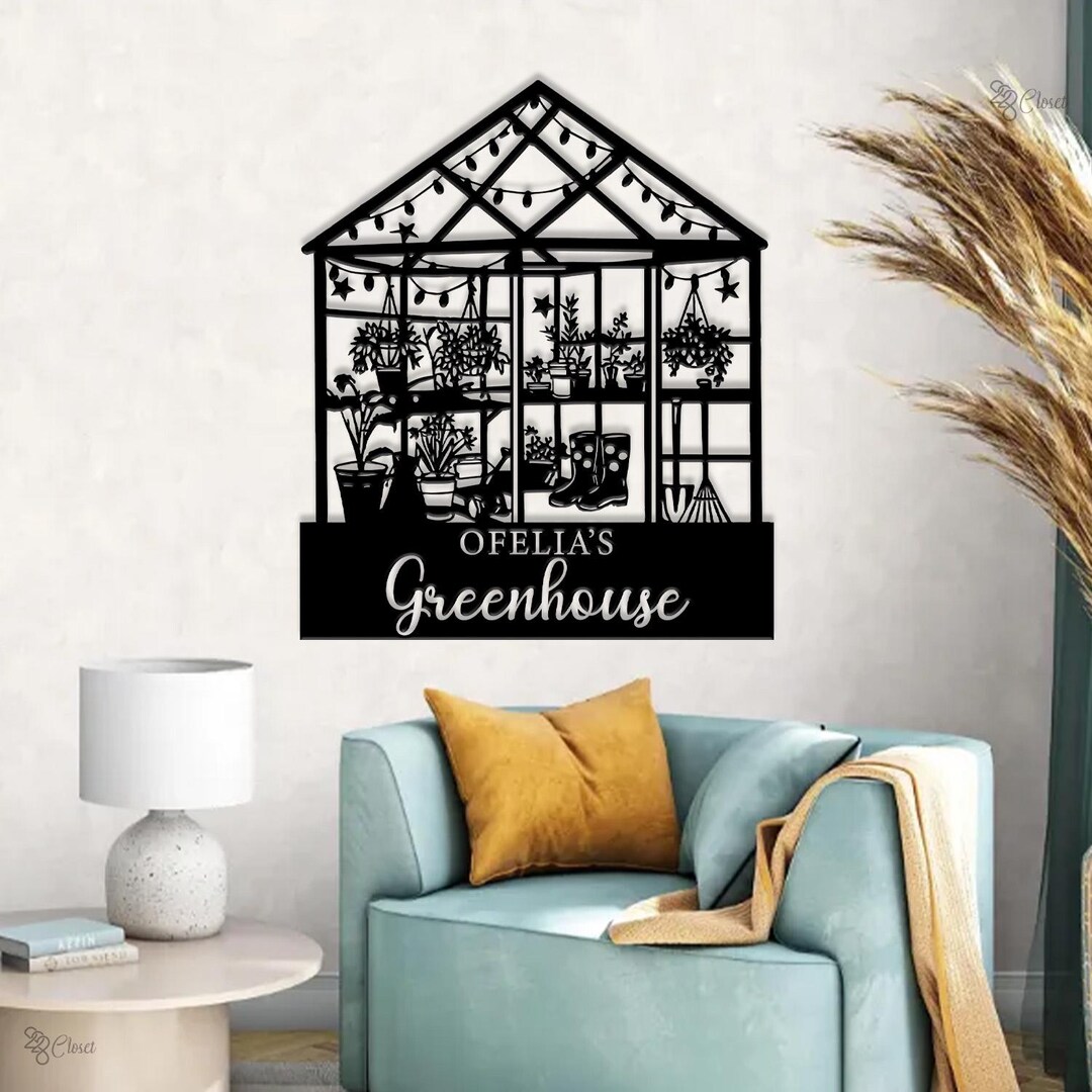 Custom Metal Greenhouse Sign, Personalized Hanging Garden Sign ...