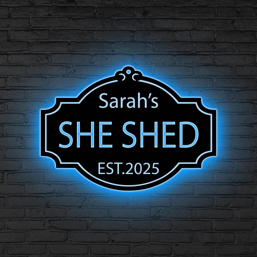 Personalized She Shed Metal Sign With LED Lights, Craft Room Decor ...