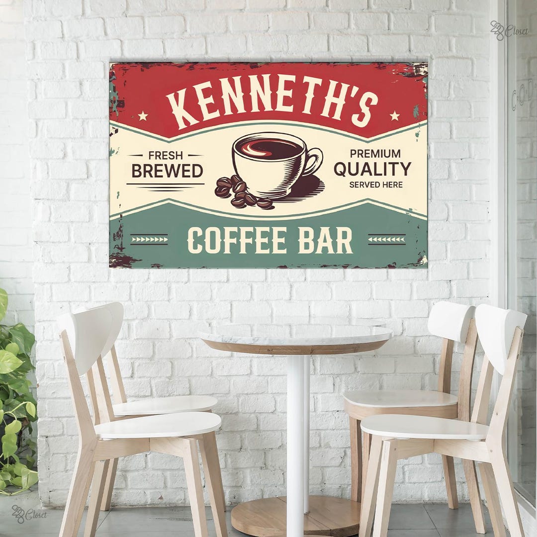 Personalized Coffee Bar Sign Kitchen Sign Coffee Station Wall Art ...