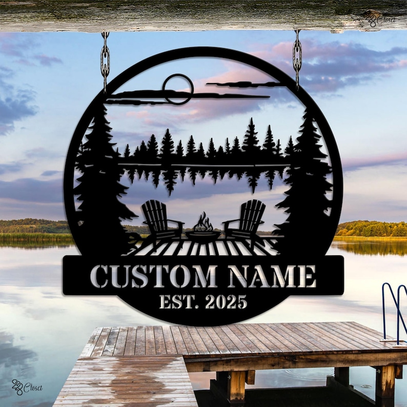 Custom Lake House Metal Sign, Cabin Decor With Name, Outdoor Lake View ...