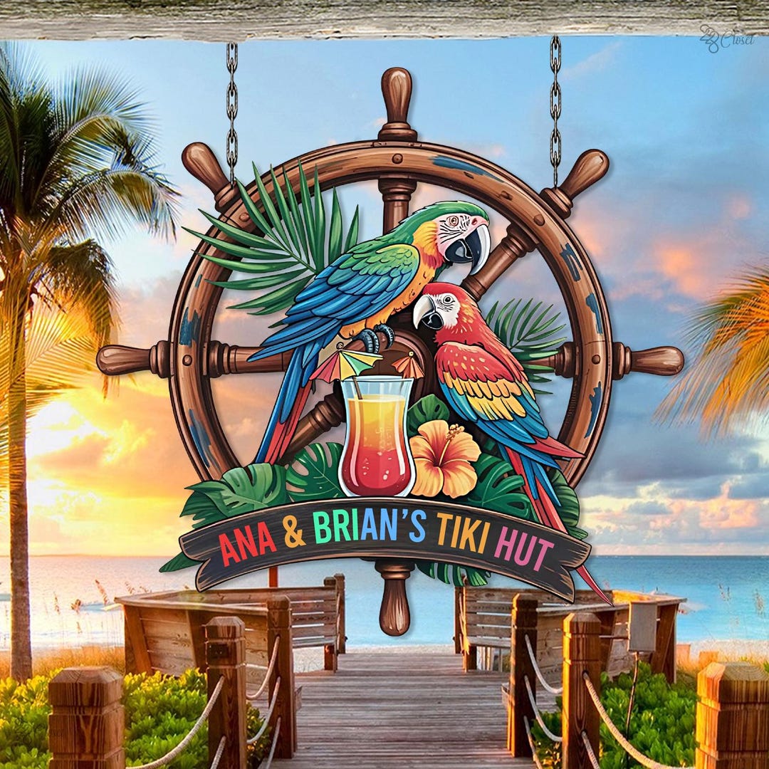 Custom Metal Tiki Bar Sign: Personalized Parrot Decor Home Bar Decor - Etsy