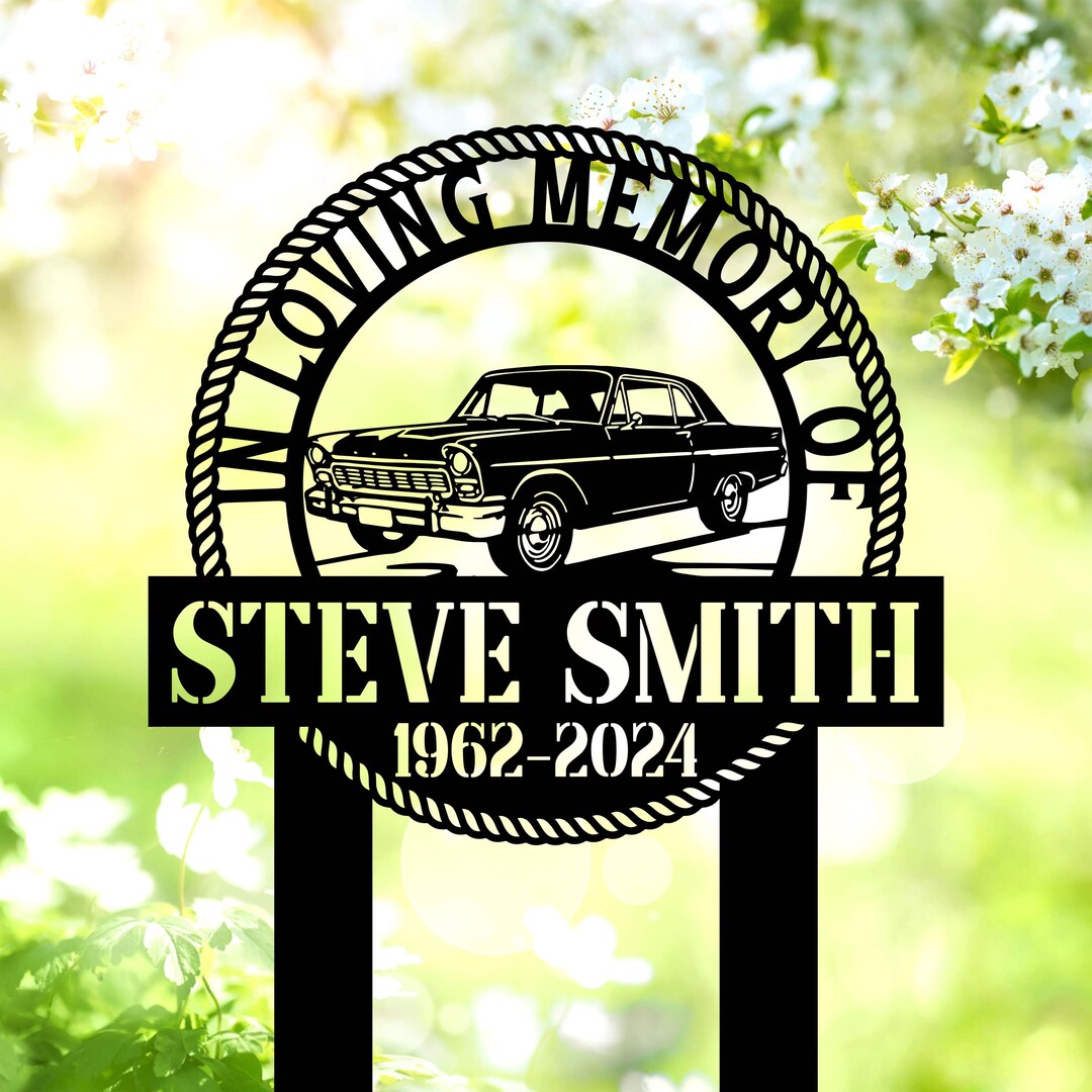 Personalized Classic Car Memorial Sign Grave Marker for Car Lovers ...