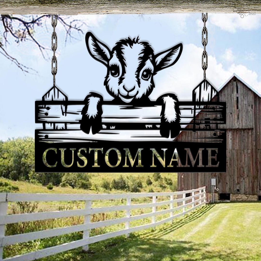 Custom Goat Farm Sign, Cute Baby Goat Name Sign, Baby Goat Metal, Baby ...