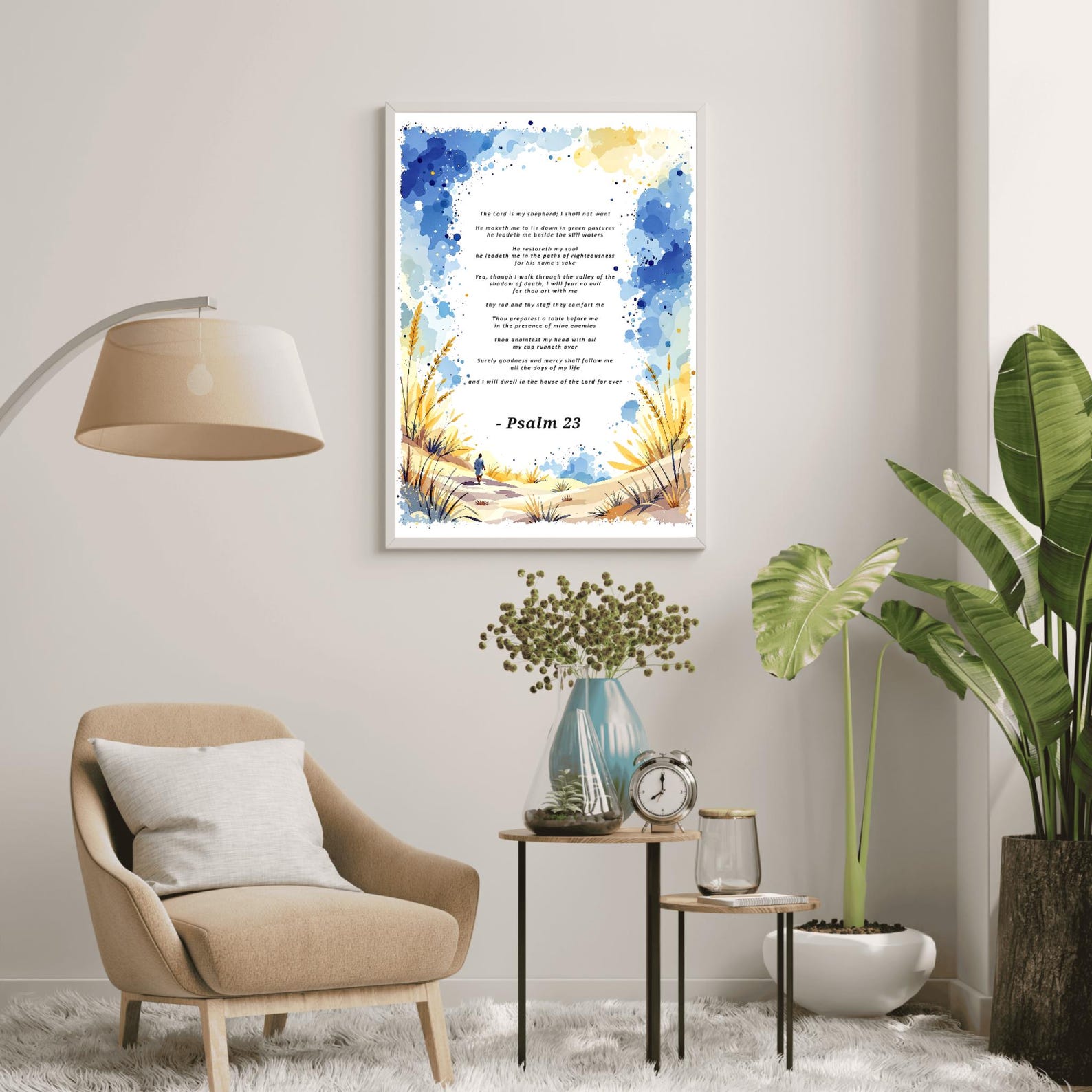 Psalm 23 Artistic Wall Art Framed Bible Verse Poster for Home Decor ...
