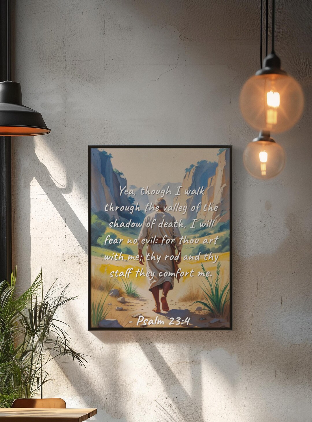 Psalm 23:4 Valley Scripture Wall Art Fear No Evil Bible Verse ...