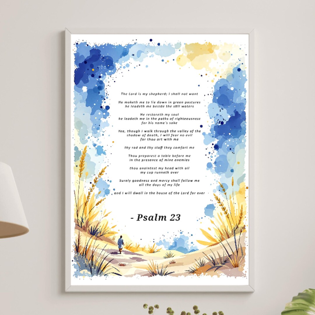 Psalm 23 Artistic Wall Art Framed Bible Verse Poster for Home Decor ...