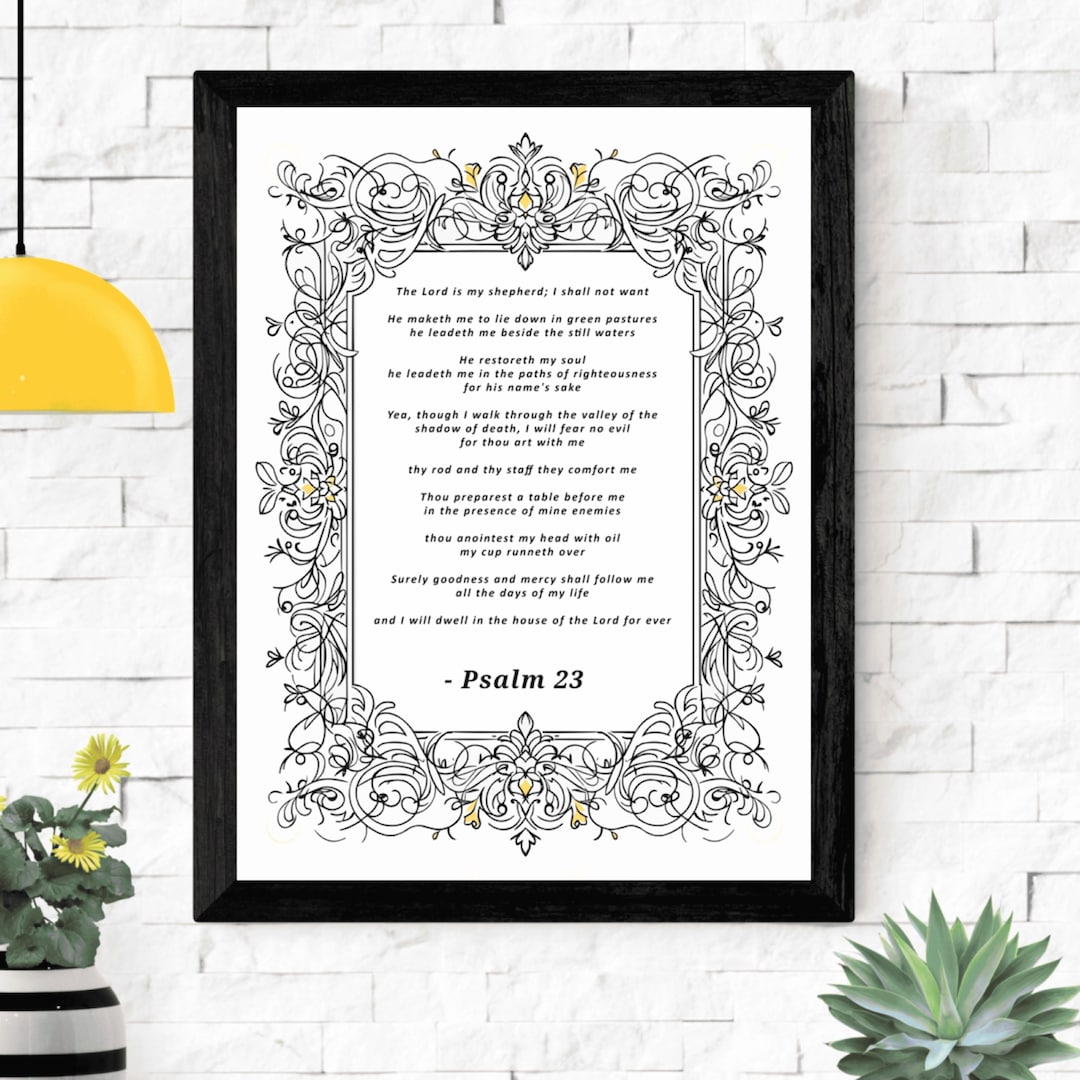Psalm 23 Scripture Wall Art Elegant Framed Religious Poster for ...