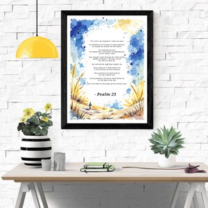 Psalm 23 Artistic Wall Art Framed Bible Verse Poster for Home Decor ...