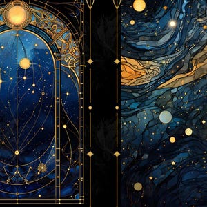 Celestial Galaxy Digital Paper | Moon, Sun, Stars Digital Background - Etsy