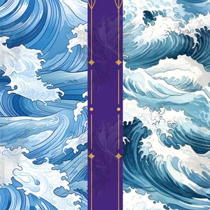 Ocean Waves Seamless Digital Paper Collection | Wavy Sea Backgrounds - Etsy