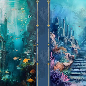 Mystical Atlantis Digital Paper Collection Under the Sea Fantasy - Etsy