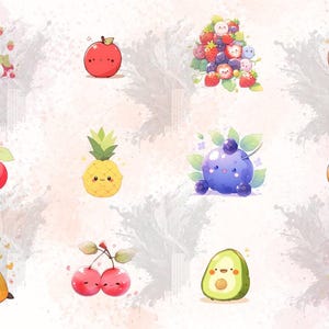 Kawaii Fruit PNG Clipart Set | Cute, Chibi Anime Style Strawberry ...
