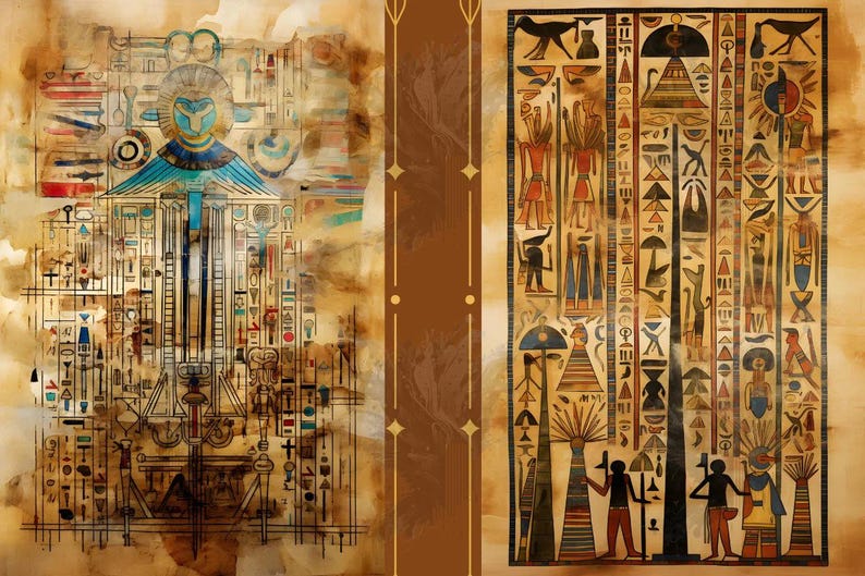 Egyptian Hieroglyphs Digital Paper Pack | Mystical Egypt and Ancient ...
