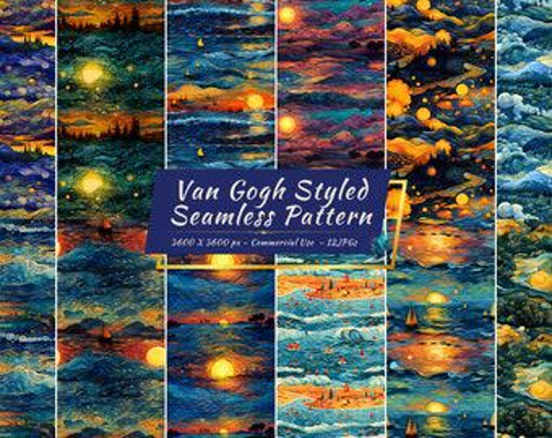 Van Gogh Inspired Seamless Digital Paper Collection | Wall Art ...