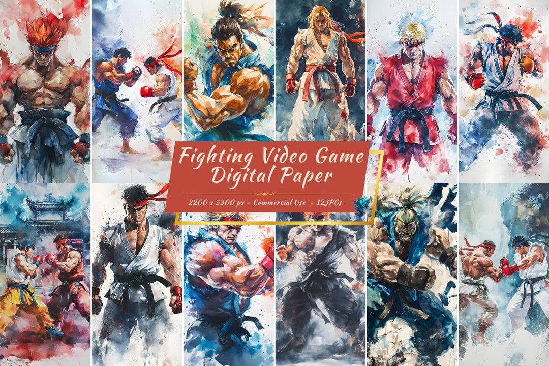 Legendary Fighting Video Game Digital Paper Collection | Characters ...