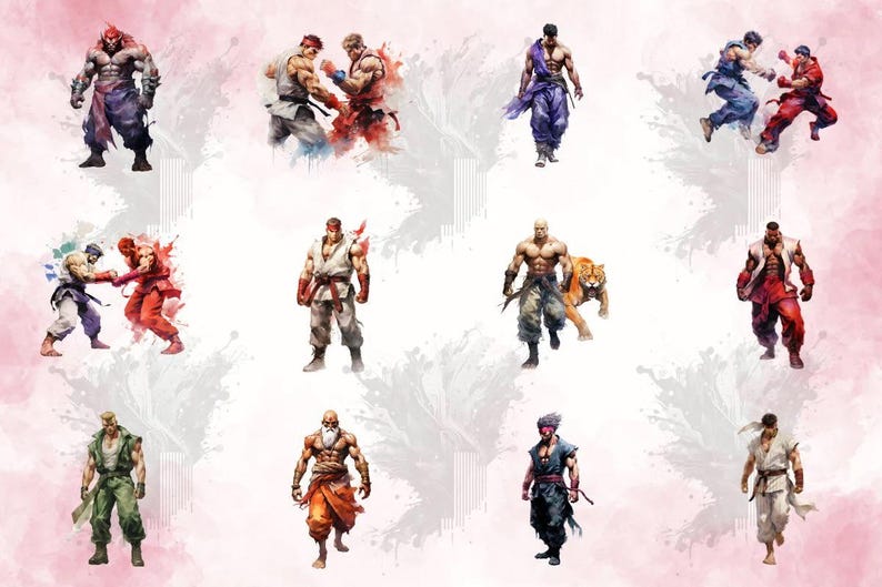 Legendary Fighting Video Game Clipart Collection | Iconic Fighters ...