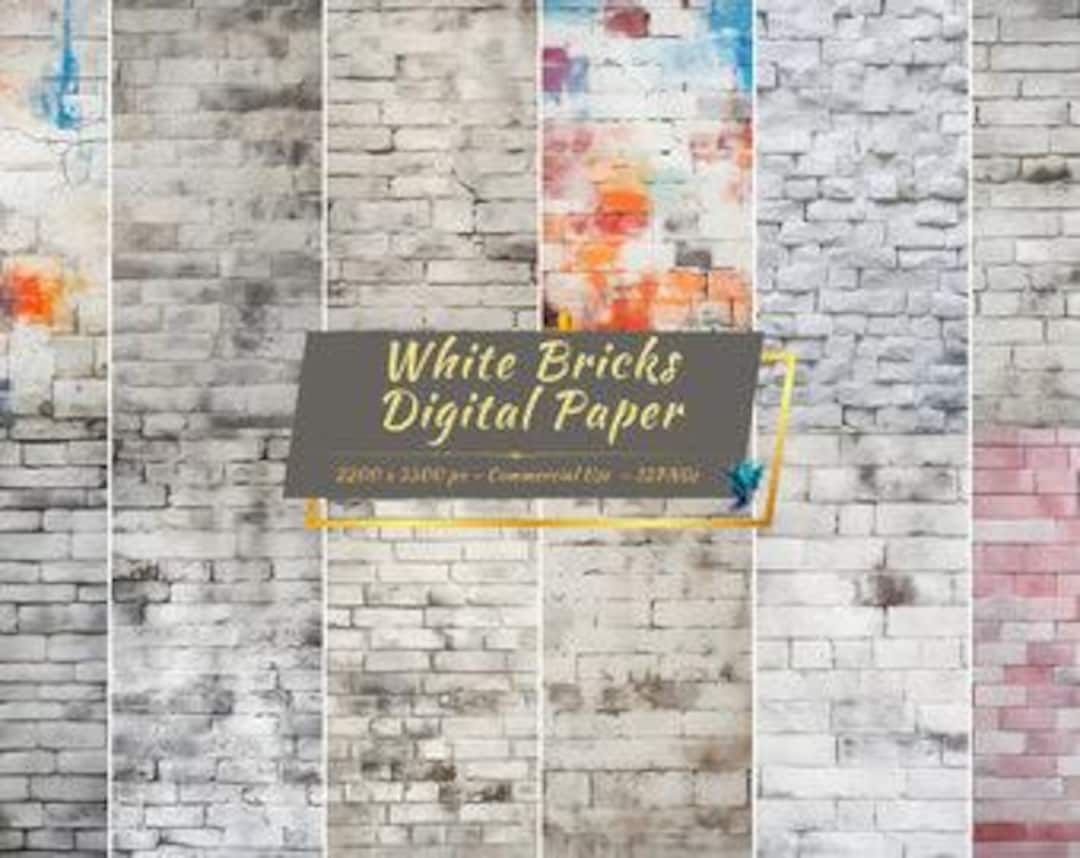 White Brick Patterns Digital Paper Pack | Urban, Vintage, White Brick ...