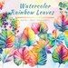 Rainbow Tropical Leaves Clipart: PNG Botanical Bundle (digital Download ...