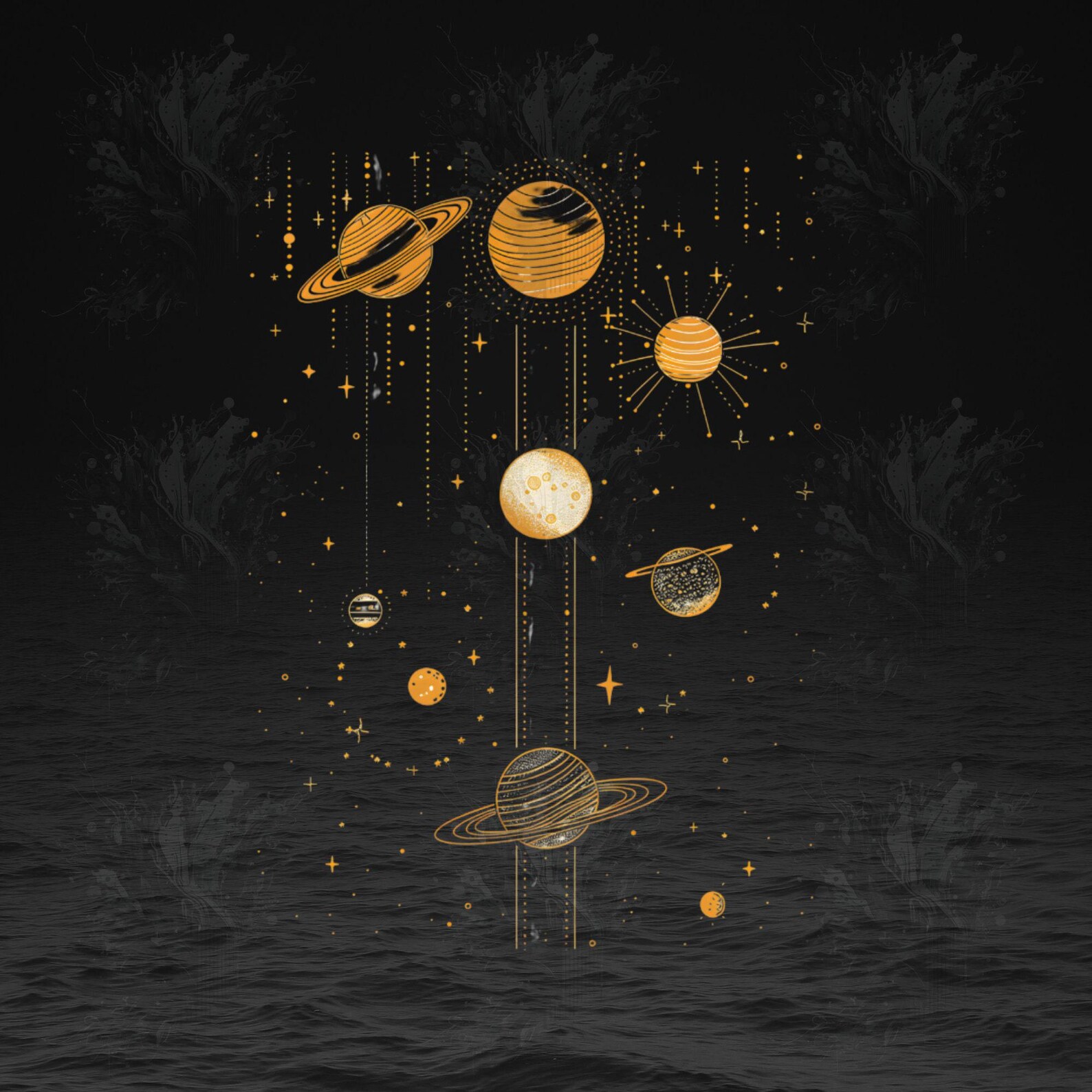 Gold Celestial Overlays | Transparent Solar System PNG Collection - Etsy
