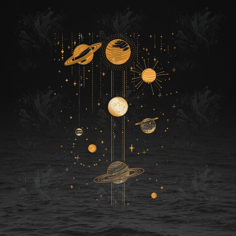 Gold Celestial Overlays | Transparent Solar System PNG Collection - Etsy