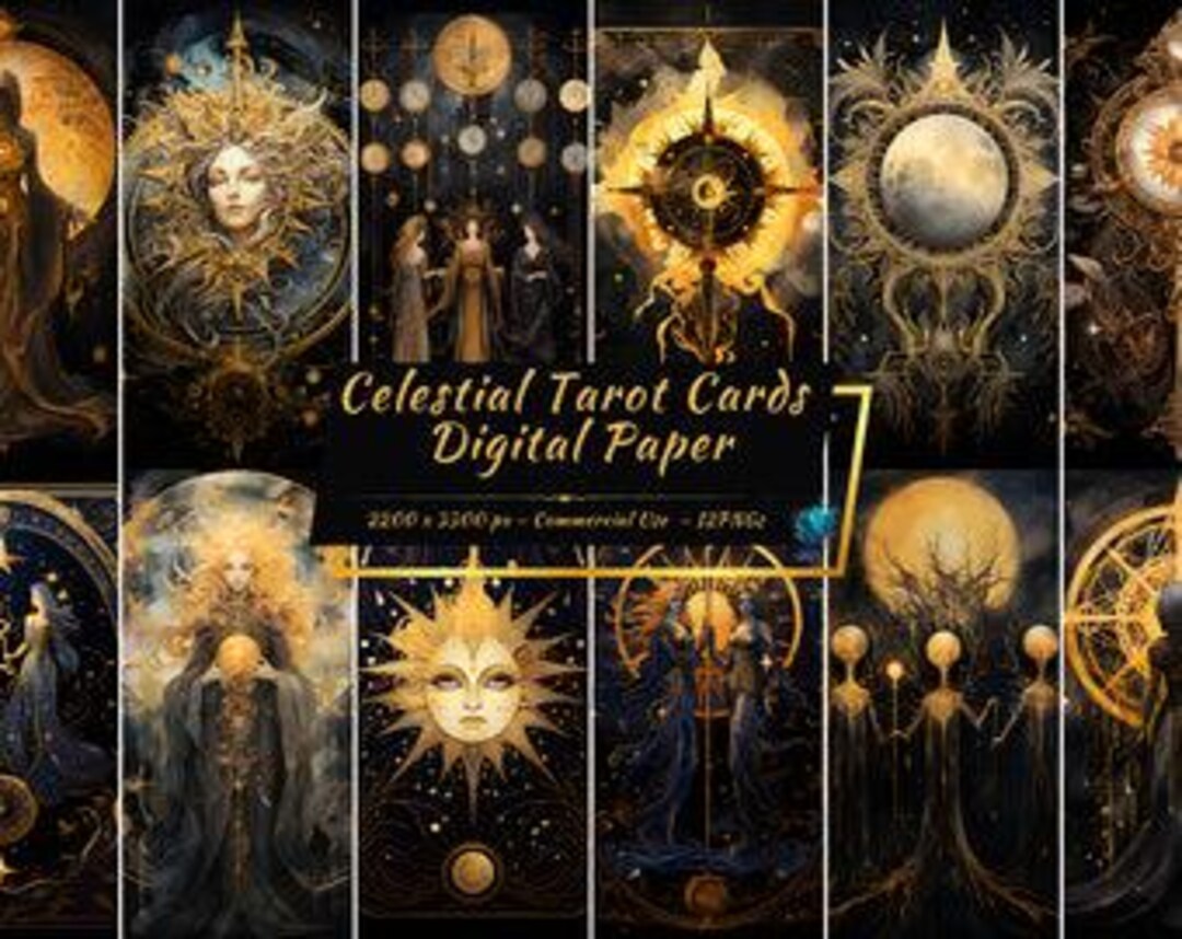 Celestial Tarot Card Digital Paper Pack | Mystical Tarot Backgrounds - Etsy