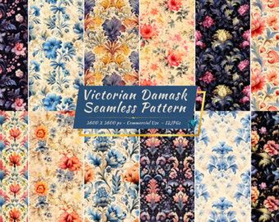Victorian Damask Seamless Pattern | Vintage Damask and Floral ...