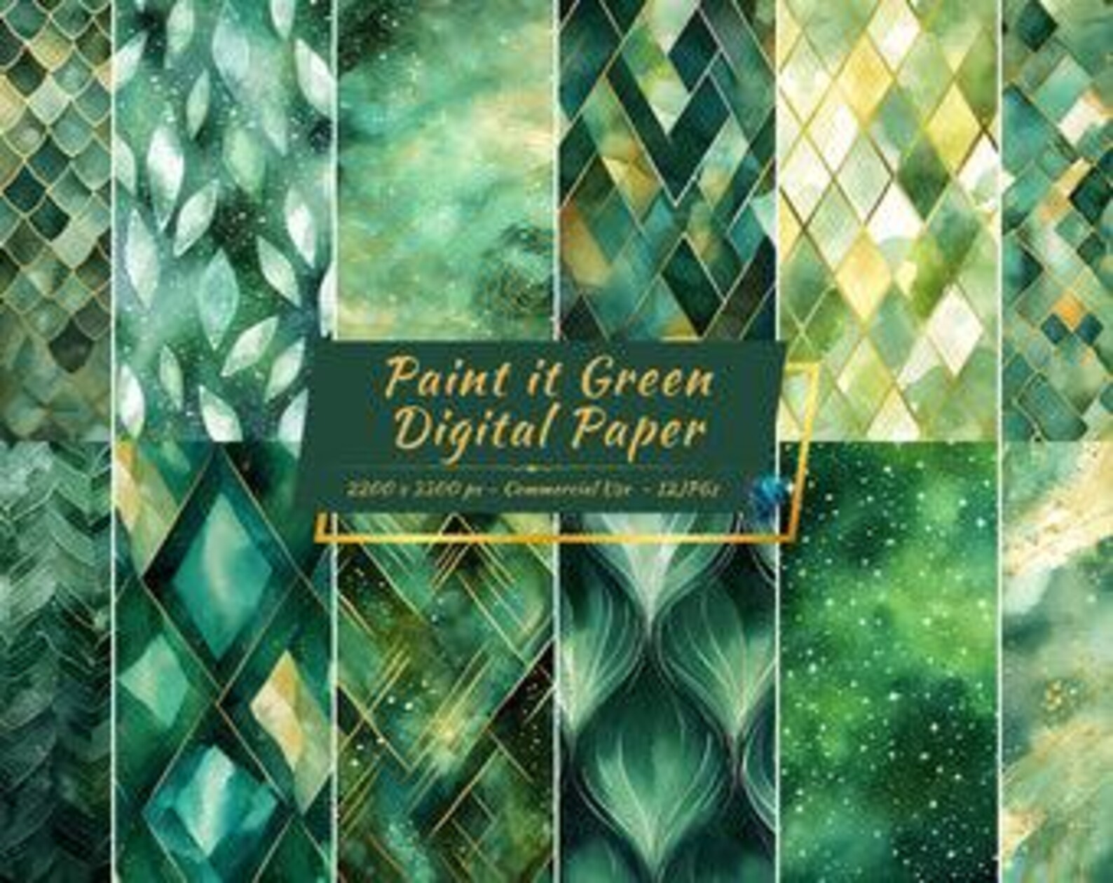 Green Glitter Digital Paper Pack | Glamorous Luxury Green Backgrounds ...