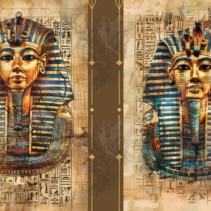 Egyptian Mummy Digital Paper Collection | Drawings on Old Papyrus Paper ...