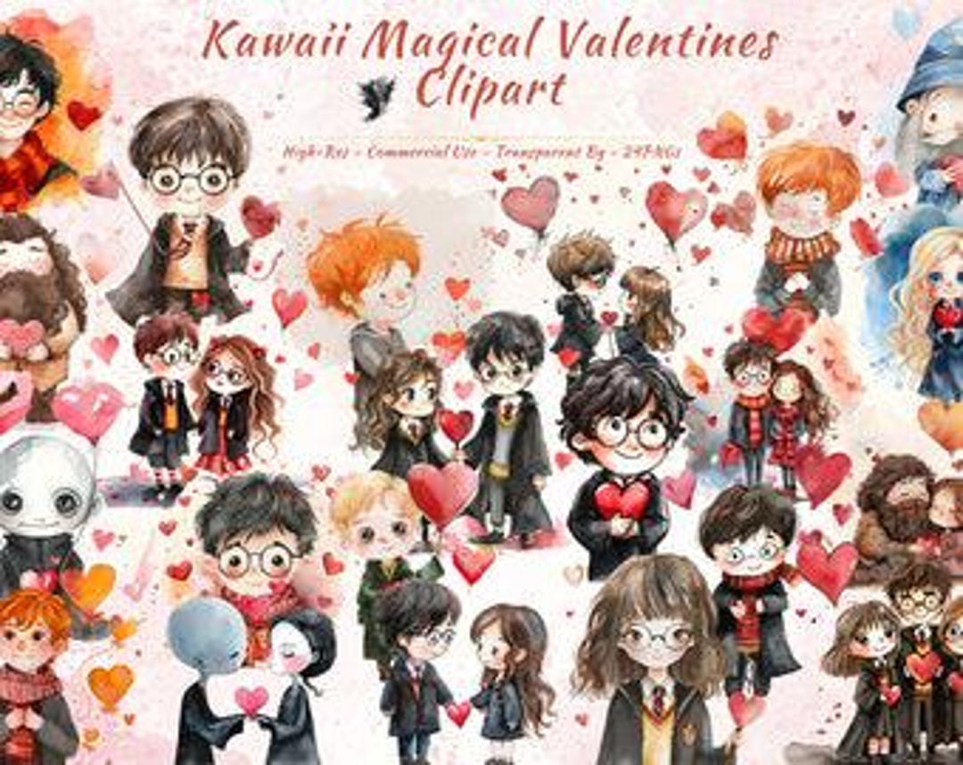 Magical Valentine's Day PNG Clipart Bundle Magical School Characters in ...