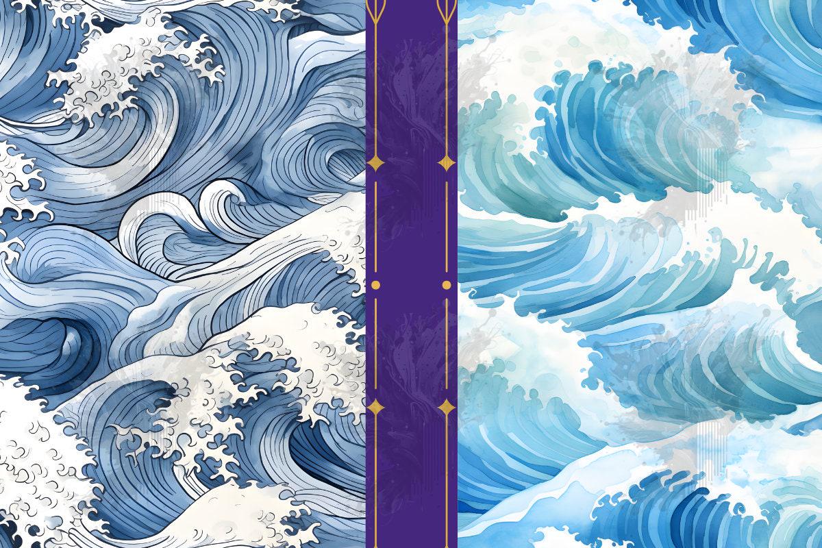 Ocean Waves Seamless Digital Paper Collection | Wavy Sea Backgrounds - Etsy