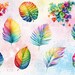 Rainbow Tropical Leaves Clipart: PNG Botanical Bundle (digital Download ...