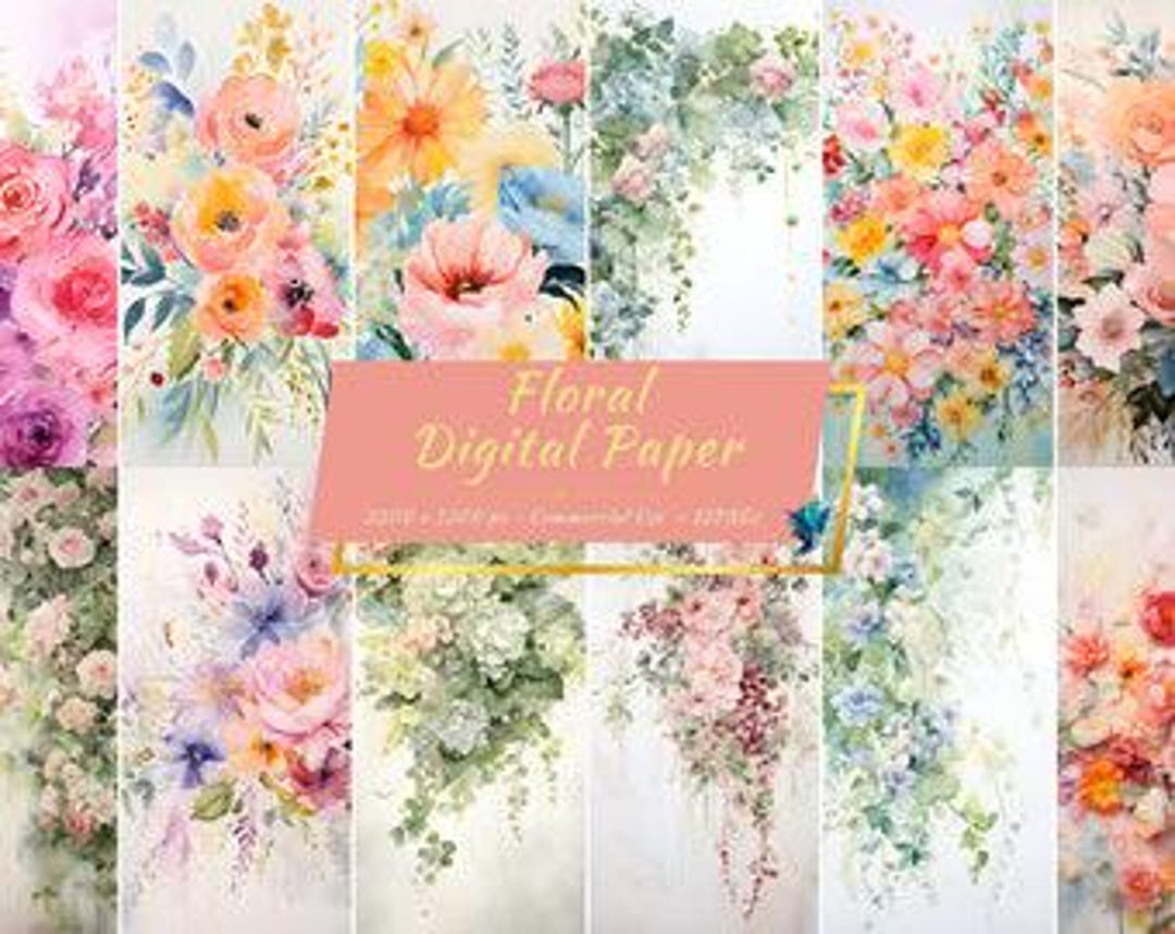 Floral Digital Paper Pack | Floral, Botanical Backgrounds for ...