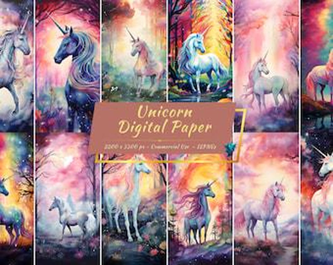 Unicorn Backdrop Digital Pack | Printable Unicorn Backgrounds for ...