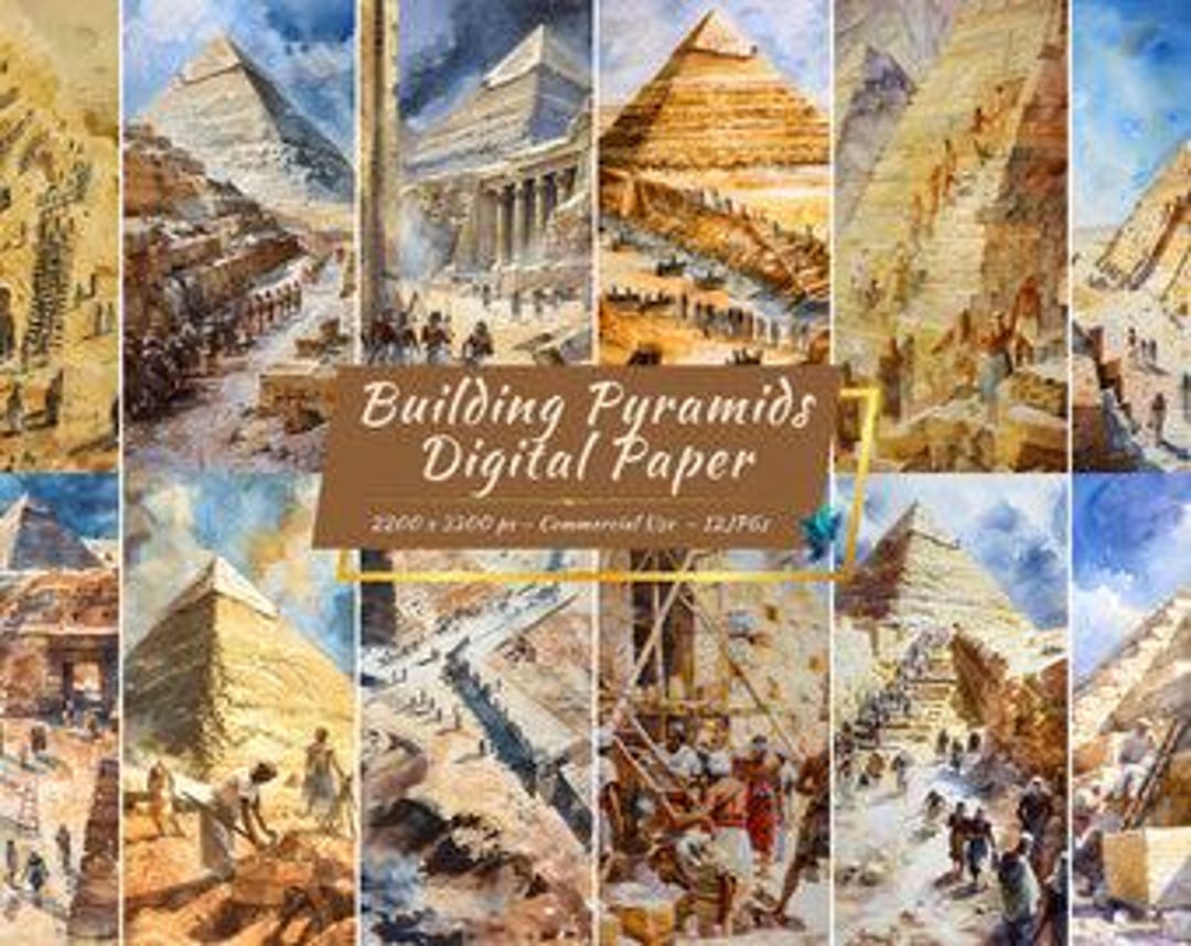 Egyptian Pyramids Digital Paper Collection | Building Pyramids in ...