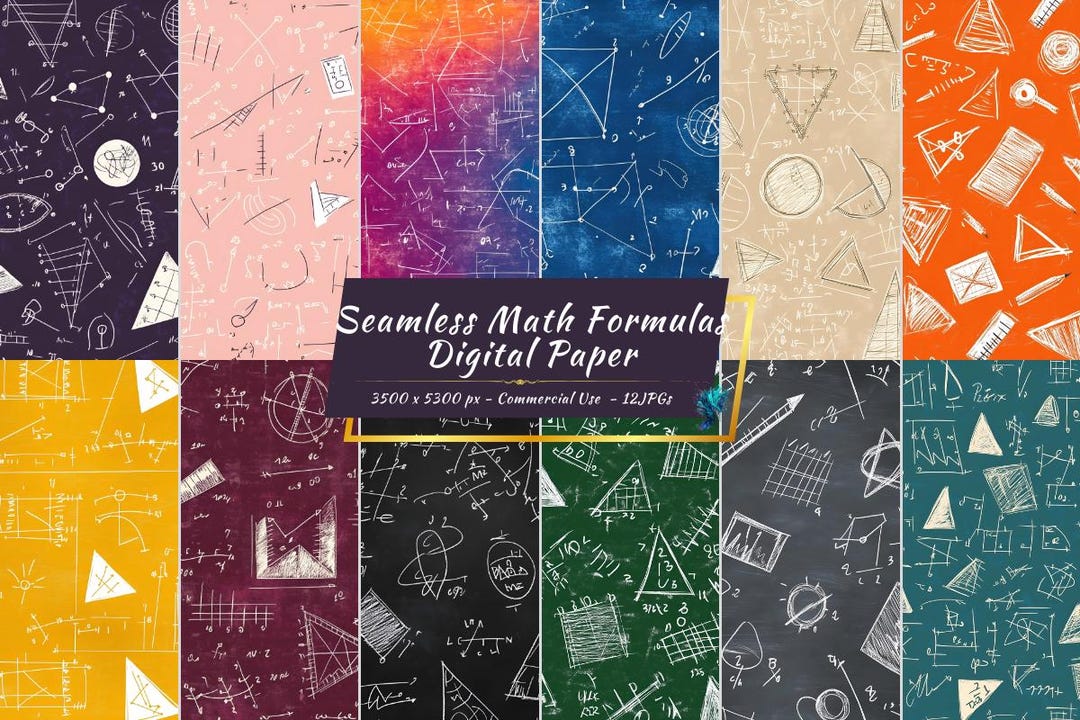 Math Formula Digital Paper | 12 JPG | Science Pattern | Chalkboard ...