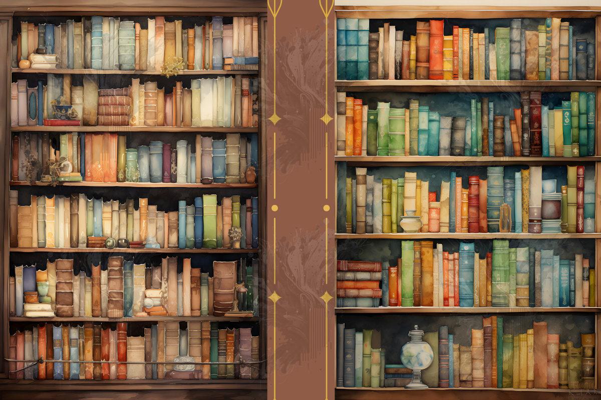 Printable Bookshelf Digital Paper Pack | Cozy, Book Lover's Backgrounds ...
