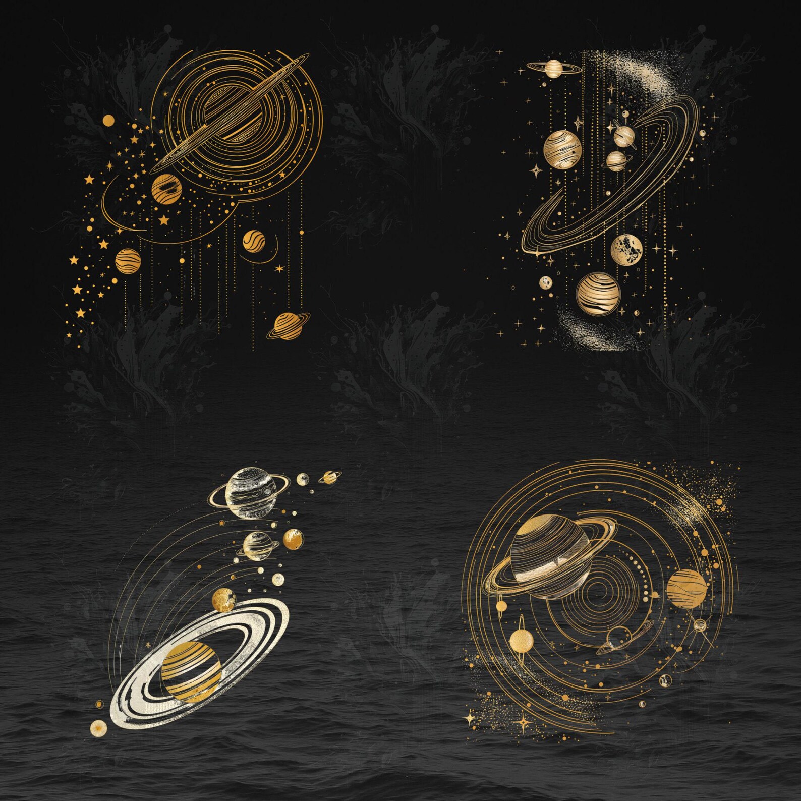 Gold Celestial Overlays | Transparent Solar System PNG Collection - Etsy