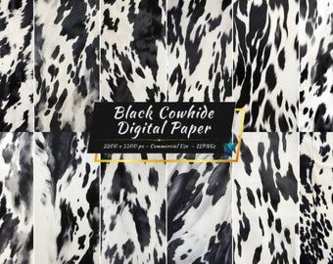 Black Cowhide Patterns Digital Paper Pack | Luxe, Leather Western ...